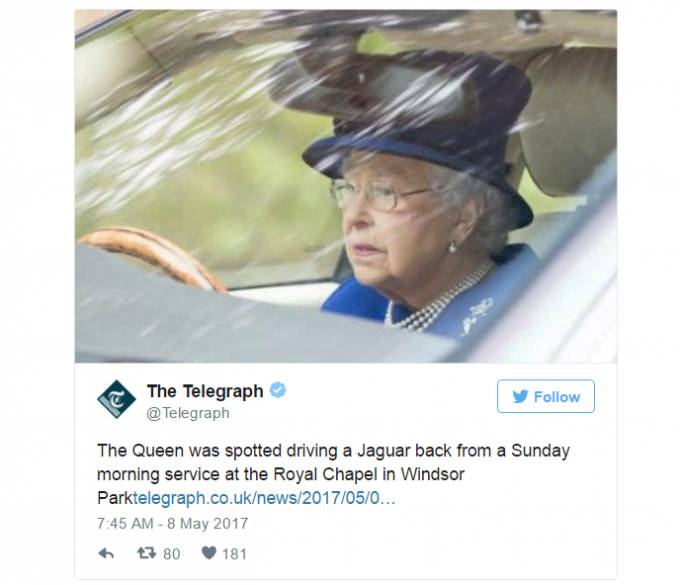 Aos 91 anos, Rainha Elizabeth surpreende ao dirigir sozinha